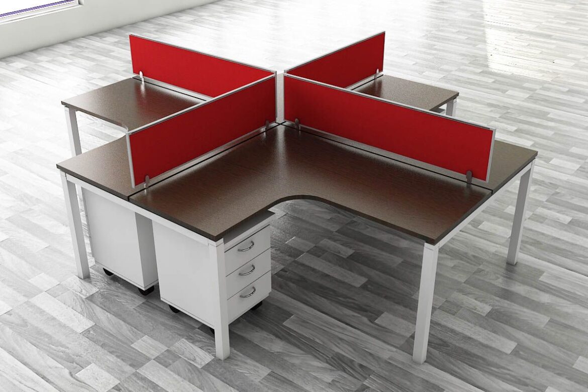 22 SDF L SHAPED TABLE WITH OPEN SQUARE LEG - SDF Furniture